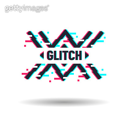 Vector logo in distorted glitch style. Frame in distorted glitch style ...