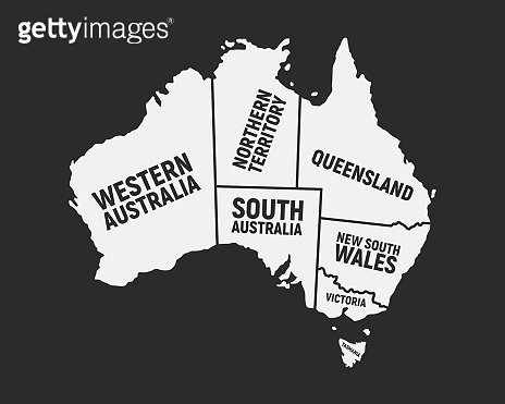 Australia poster map with states names. Australian background. Map of ...