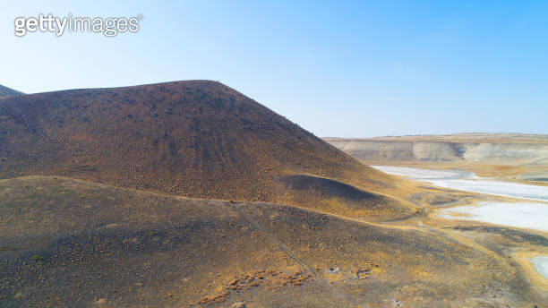 Panoramic Image of Meke Crater Lake with Blue Sky At The Background ...