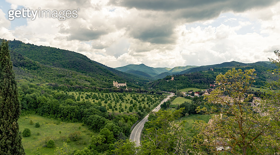 Landscape surrounding Spoleto, on a spring day after the rain, Umbria ...