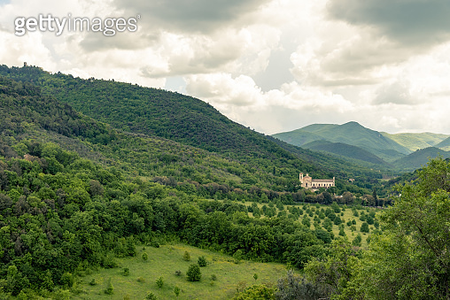 Landscape surrounding Spoleto, on a spring day after the rain, Umbria ...