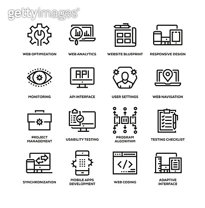 WEB DESIGN LINE ICON SET 이미지 (1132002444) - 게티이미지뱅크