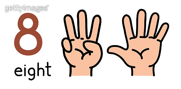 8. Kids hand showing the number eight hand sign. 이미지 (1186342990) - 게티이미지뱅크