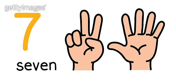 7. Kids hand showing the number seven hand sign. (1186342965) 일러스트, 무료 ...