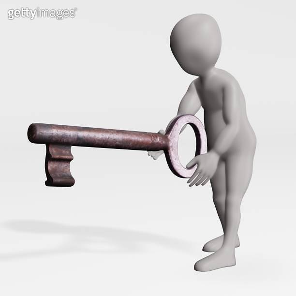 3D Render of Character with Key 이미지 (1189325618) - 게티이미지뱅크
