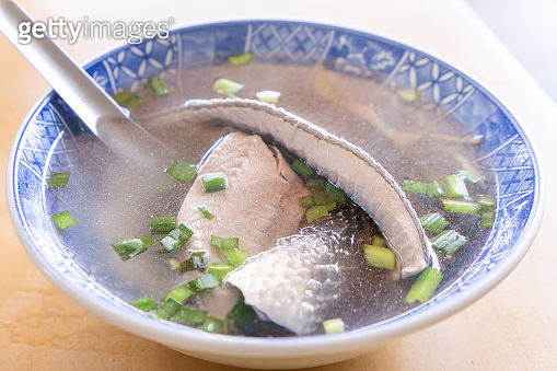 Milkfish skin soup, distinctive Taiwan delicacy food in Tainan. Famous ...