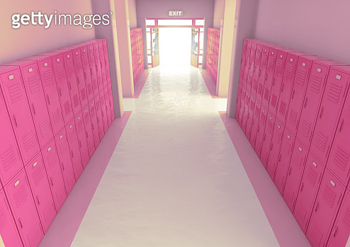 Pink School Locker Exit Way 이미지 (1176489638) - 게티이미지뱅크