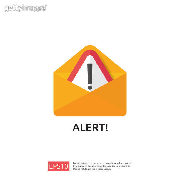email envelope attention warning attacker alert sign with exclamation ...