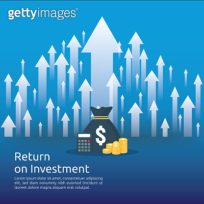 Return on investment ROI concept. business growth arrows to success ...