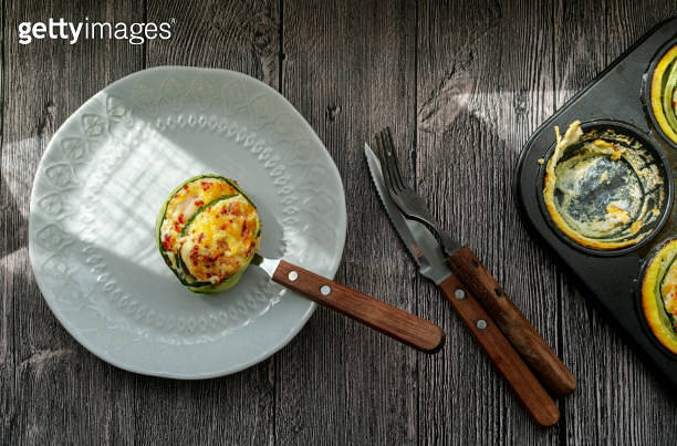 homemade healthy breakfast: cucumber muffin stuffed with egg and shrimp ...