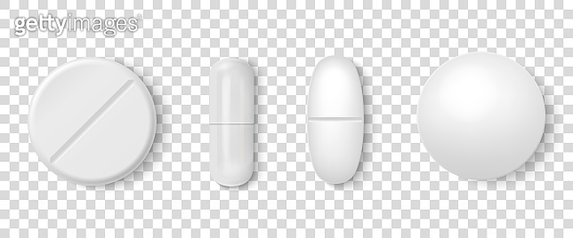 Vector 3d Realistic White Medical Pill Icon Set Closeup Isolated on ...