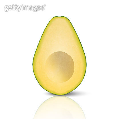 Vector 3d Realistic Cut Half Seedless Avocado Closeup Isolated on White ...