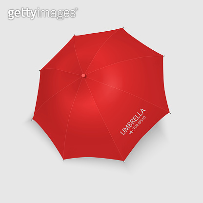 Vector 3d Realistic Render Red Blank Umbrella Icon Closeup Isolated on White Background. Design ...