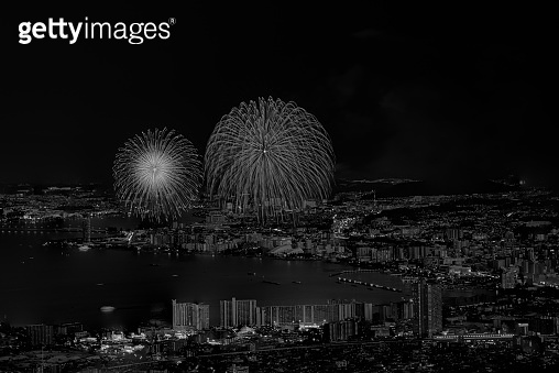 (sepia) Summer Firework Festival in Biwa lake (Biwako), Otsu city ...