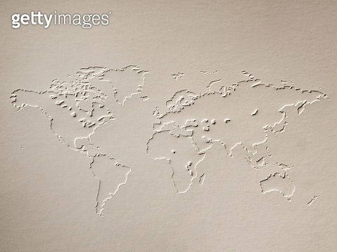 a world map made of embossing paper 이미지 (1156857450) - 게티이미지뱅크
