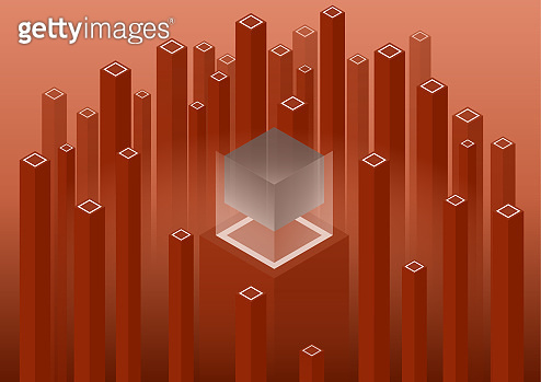 Isometric geometric pattern, bright vertical blocks and cubes. Perfect ...