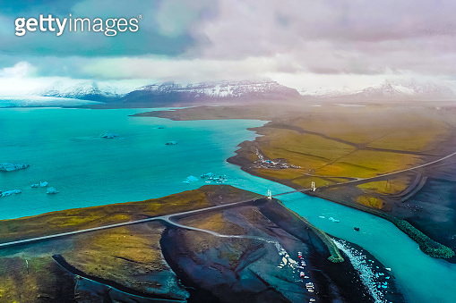 Bird's-eye view of Jokulsarlon Glacier Lagoon Iceland 이미지 (1189061490 ...