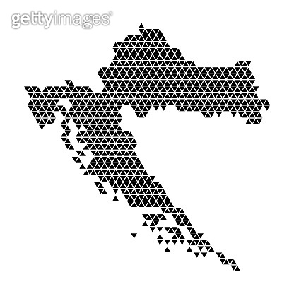 Croatia map abstract schematic from black triangles repeating pattern ...