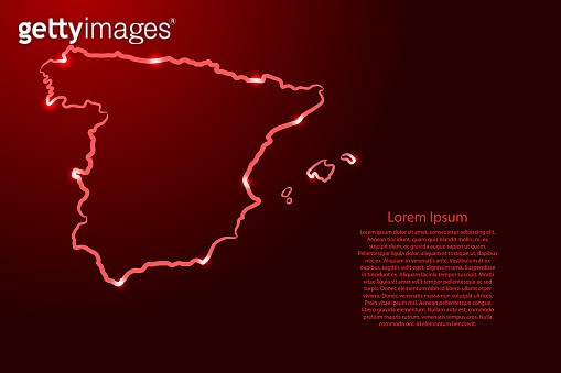 Spain map from the contour red brush lines different thickness and ...