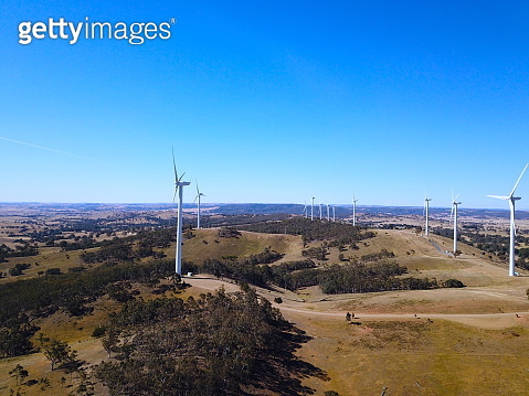 Wind Turbines in the NSW Country Side between Sydney and Melbourne 이미지 ...