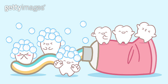 cute cartoon tooth use paste 이미지 (1170416114) - 게티이미지뱅크