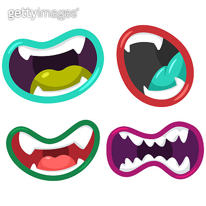 Cartoon mouth of aliens and monsters vector set isolated on a white ...