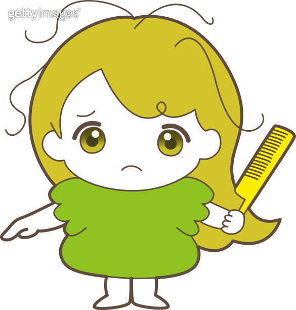 A girl who suffers from rough hair 이미지 (1187138376) - 게티이미지뱅크