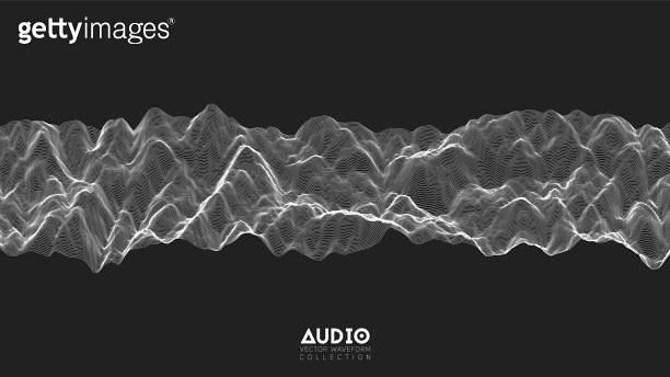 Vector 3d echo audio wavefrom spectrum. Abstract music waves ...