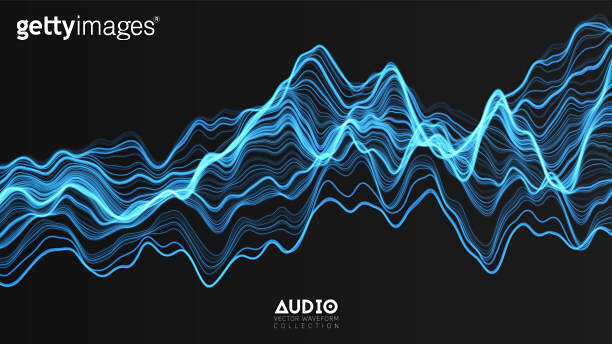 Vector 3d echo audio wavefrom spectrum. Abstract music waves ...