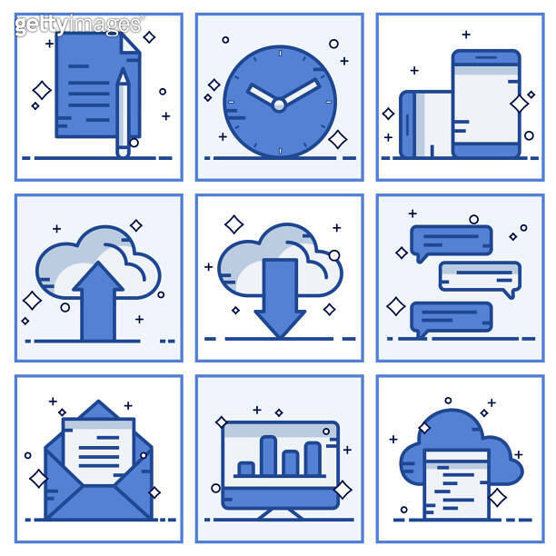 Set vector icons with elements for mobile concepts and web apps ...