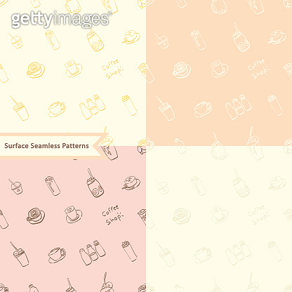 set of seamless pattern with food.Coffee shop, cafe and bistro design ...