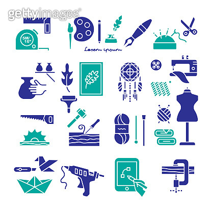 set of craft work icons. art and craft sign, logo, symbol, icons ...