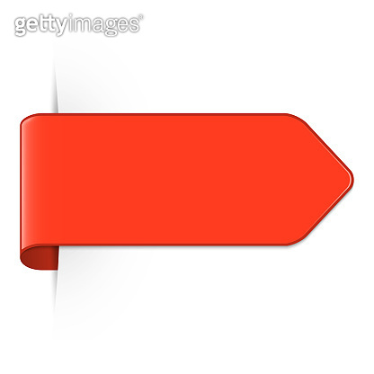 Vector long curved red bookmark arrow with shadow and copy space ...