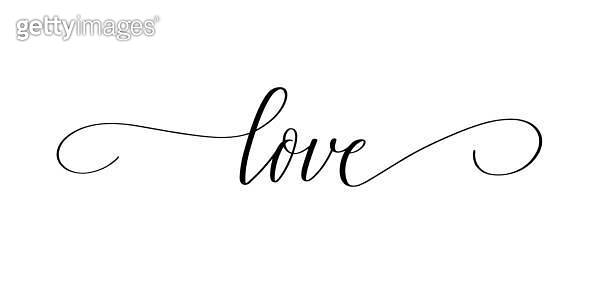 Love vector modern calligraphy word romance design for posters, prints ...