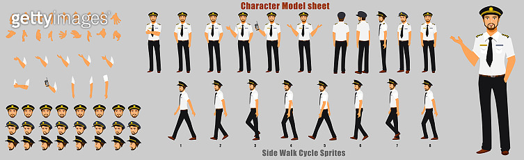 Pilot Character Turnaround with Walk cycle and Run cycle Animation ...