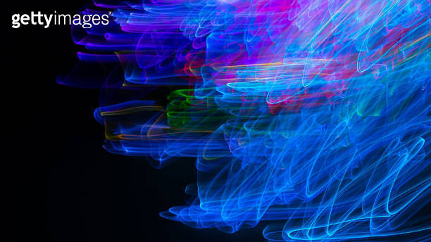 multicolor led light painting round trails abstract background 이미지 ...