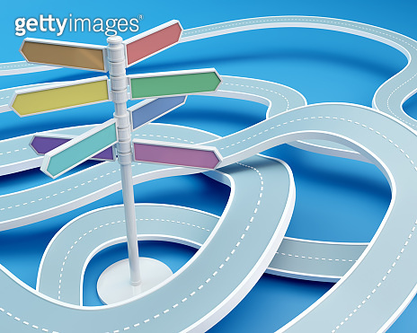 direction sign post and tangled roads .3d illustration 이미지 (1190175533 ...