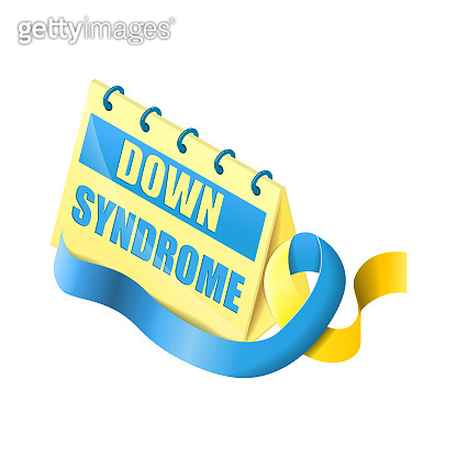 World down syndrome day long ribbon and calendar isometric icon 이미지 ...