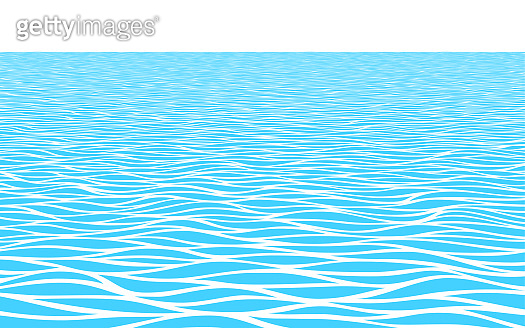 Blue water waves perspective landscape. Vector horizontal wave pattern ...