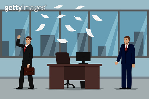 Conflict between chief and his subordinate. Vector illustration ...