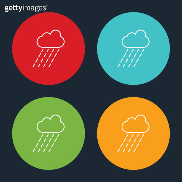 Very Useful Weather Line Icon On Four Color Round Options. stock ...