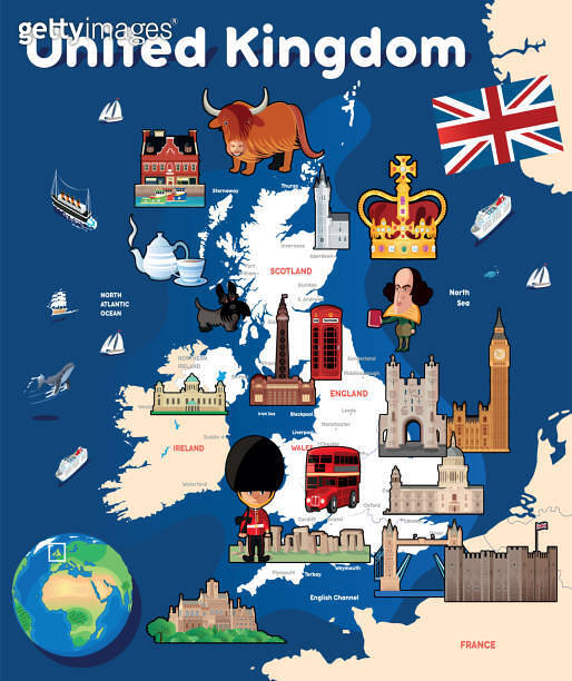 Cartoon map of England 이미지 (1158838417) - 게티이미지뱅크