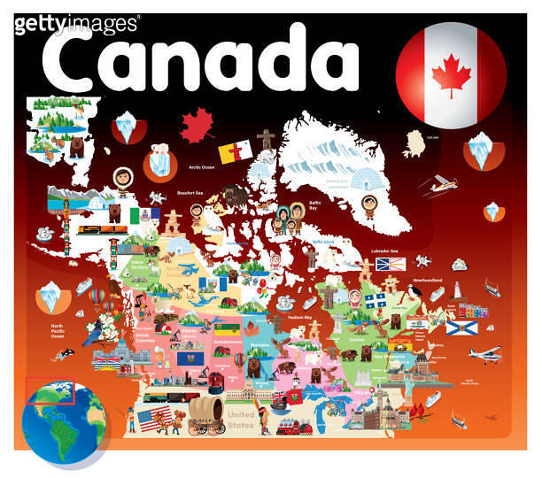 Cartoon map of CANADA 이미지 (1156475100) - 게티이미지뱅크