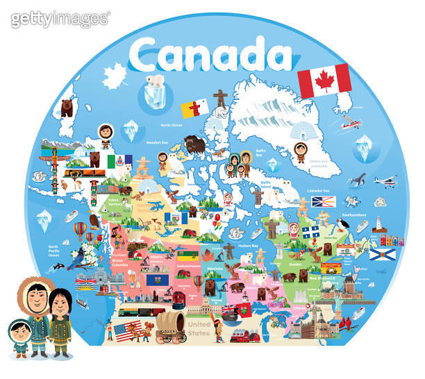 Cartoon map of CANADA (1140176679) 일러스트, 무료 일러스트 - 게티이미지뱅크