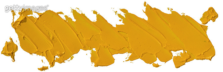 Yellow oil texture paint stain brush stroke, hand painted, isolated on ...