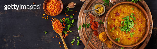 Indian dal. Food. Traditional Indian soup lentils. Indian Dhal spicy ...