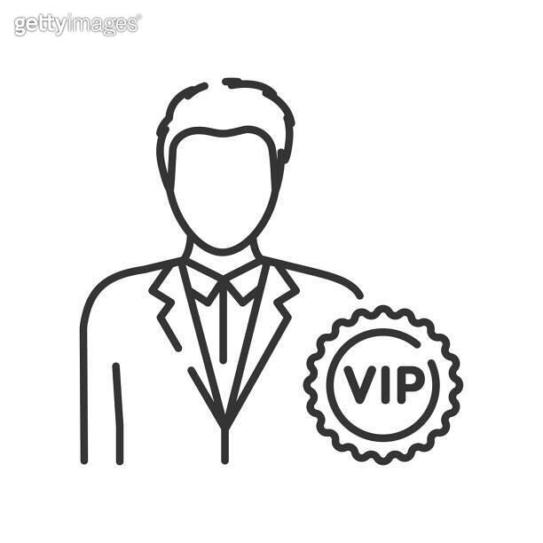 Vip person line black icon. Exclusive membership. Sign for web page ...