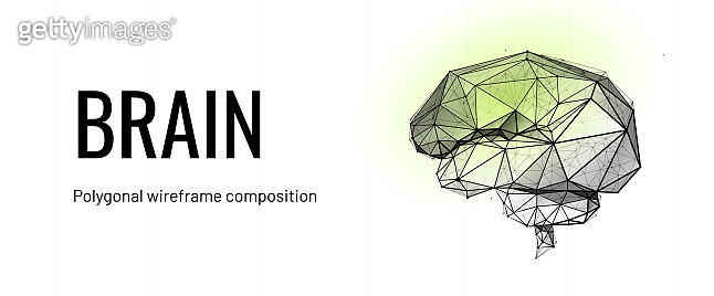 Brain. Low poly wireframe style.Artificial Intelligence concept ...