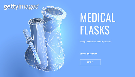 Medical Flasks. Low poly wireframe style.Banner concept for Medicine ...