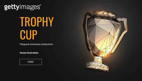 Trophy cup. Low poly wireframe style. Concept of champion cup ...